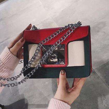 Fashion Color Block Lock Adornment Crossbody Bag on Luulla