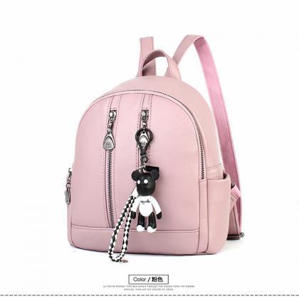 Pure Color Double Zipper Design Backpack on Luulla