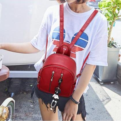 Pure Color Double Zipper Design Backpack on Luulla