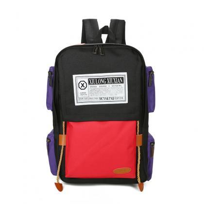 Preppy Chic Color Block Zipper School Backpack on Luulla