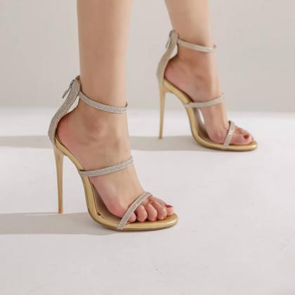 Simple Plain High Heel Buckle Sandals on Luulla