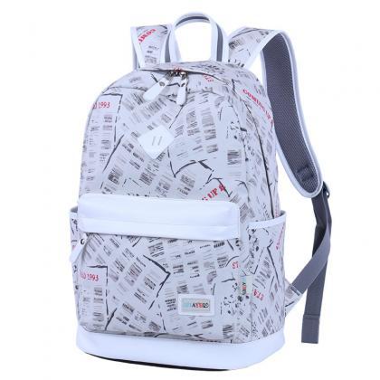 Preppy Style Print School Backpack Travel Bag on Luulla