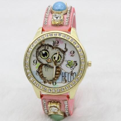 Oval Stones Owl Print Watch on Luulla