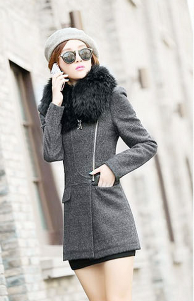 Round Neck Long Sleeve Cloth Cashmere Coat on Luulla