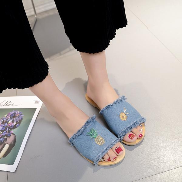 Print Pattern Open Toe Flat Slippers Sandals on Luulla