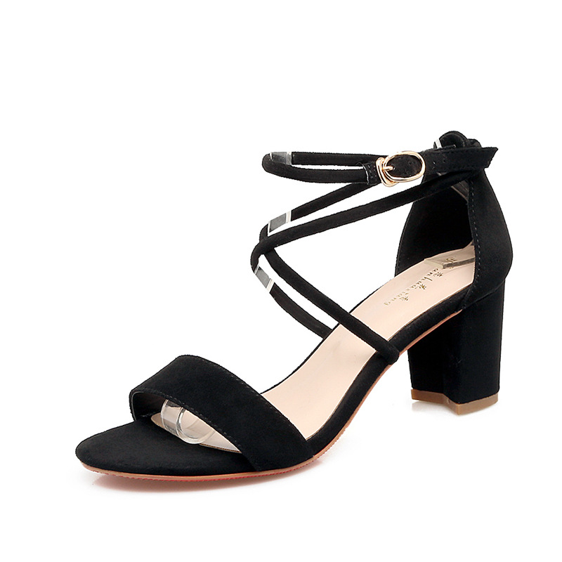 Open Toe Ankle Straps Wrap Low Chunky Heel Sandals on Luulla