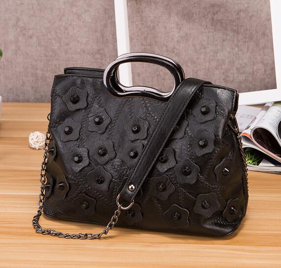 Unique European Rivets Flower Decoration Satchel on Luulla