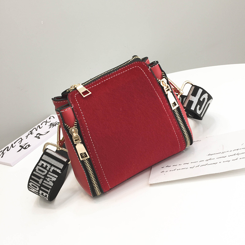 Casual Wide Shoulder Straps Double Zipper Cross Body Bag on Luulla