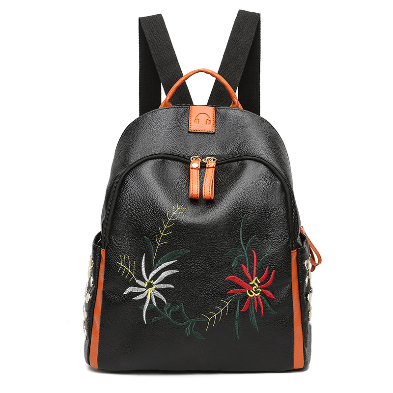 Stylish Embroidery Zipper Backpack on Luulla