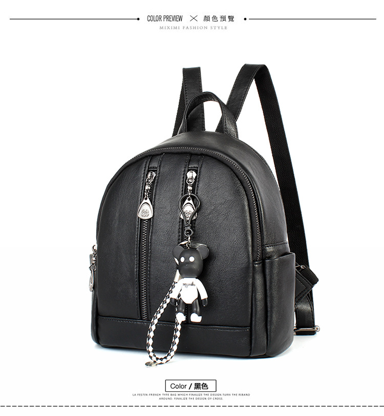 Pure Color Double Zipper Design Backpack on Luulla