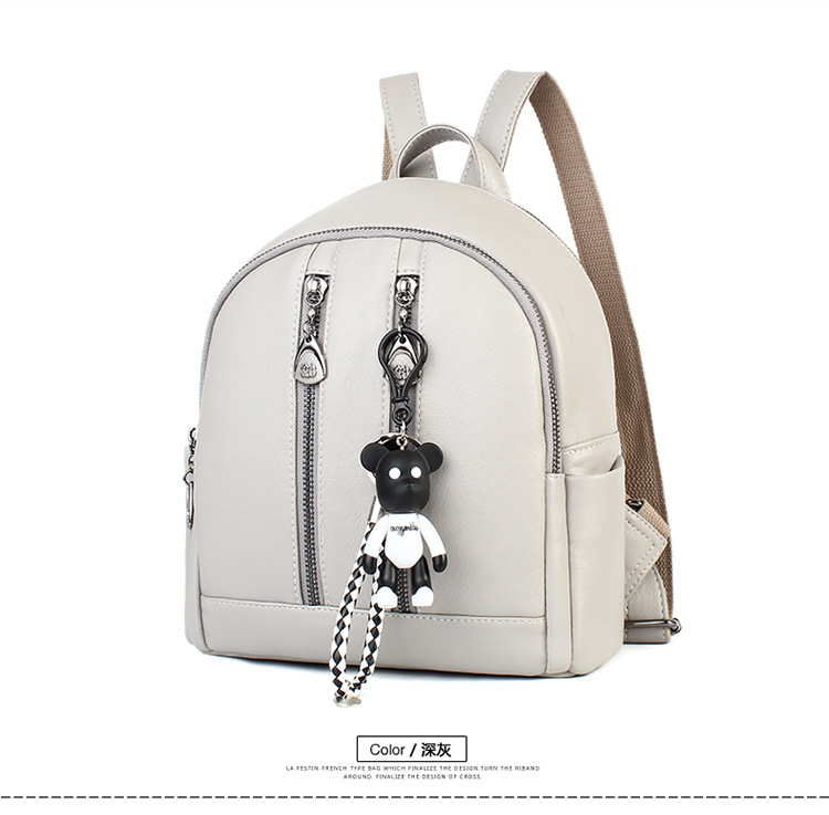 Pure Color Double Zipper Design Backpack on Luulla