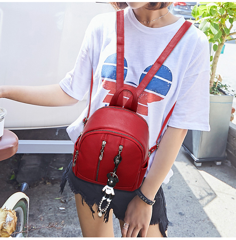 Pure Color Double Zipper Design Backpack on Luulla