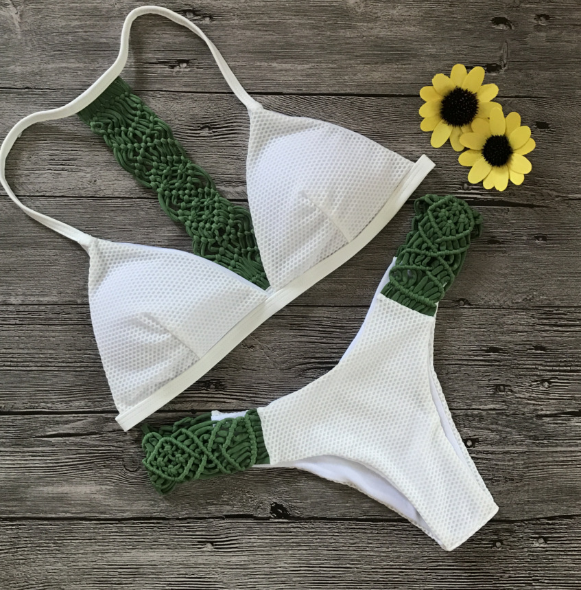 Hand-crafted Strappy Patchwork Bikini Set on Luulla