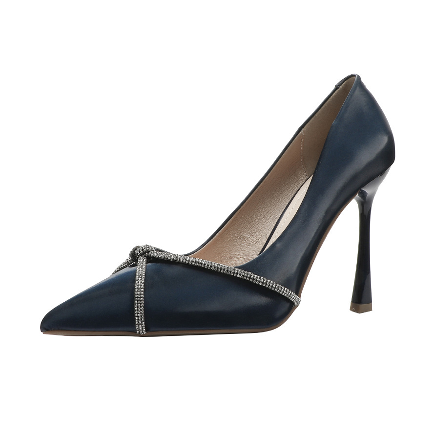 Cross Diamond High Heels Shoe-dark Blue on Luulla