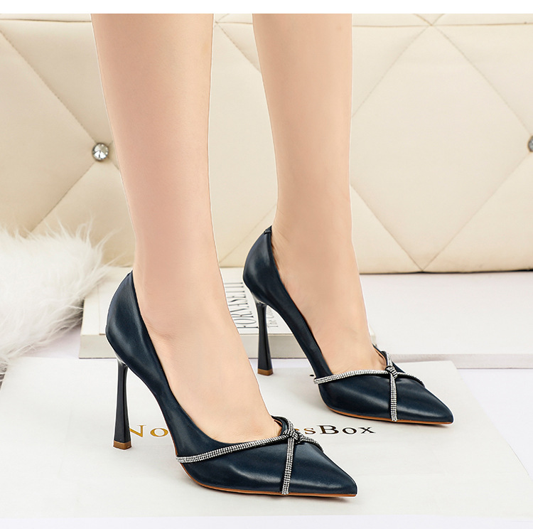 Cross Diamond High Heels Shoe-dark Blue on Luulla