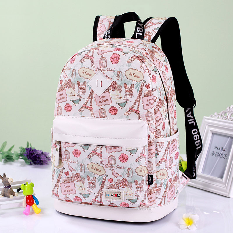 Preppy Style Print School Backpack Travel Bag on Luulla