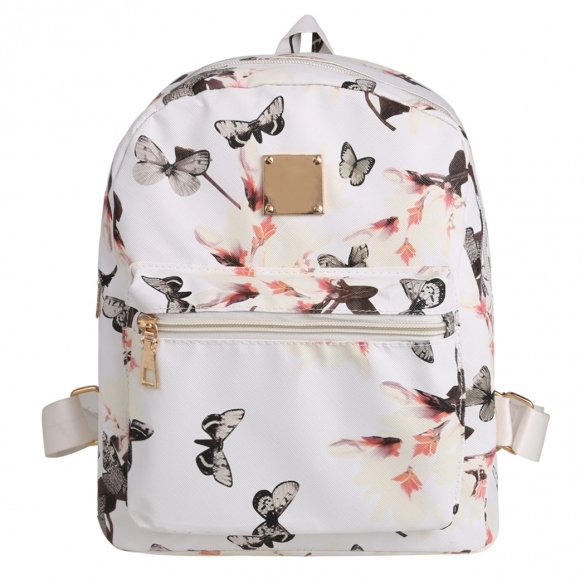 Floral Print Leather Backpack on Luulla