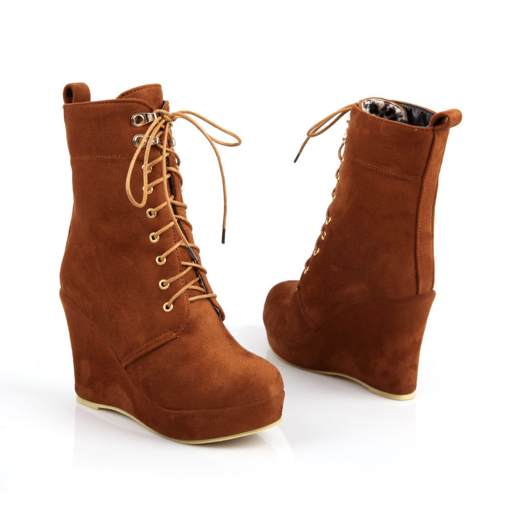 Fashion Lace-up Comfortable Wedges Ankle Boots on Luulla