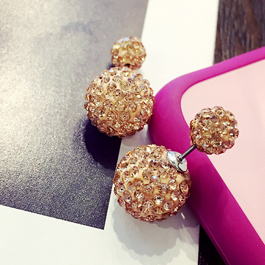 Double Studded Round Ball Earring With Crystals on Luulla
