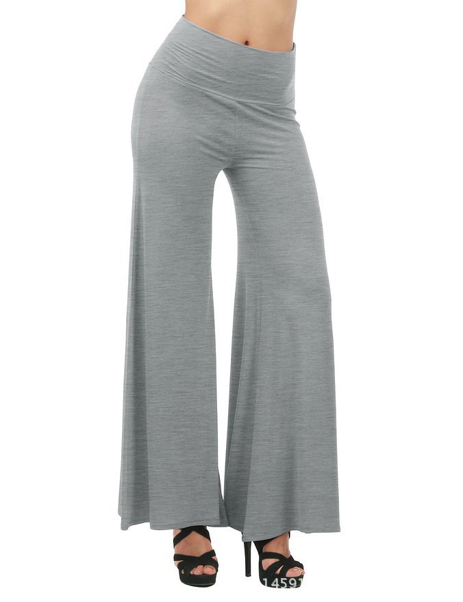 High Waist Pure Color Wide Leg Long Pants on Luulla