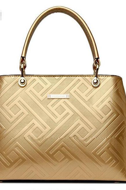 Stylish Bright Surface Embossing Satchel on Luulla