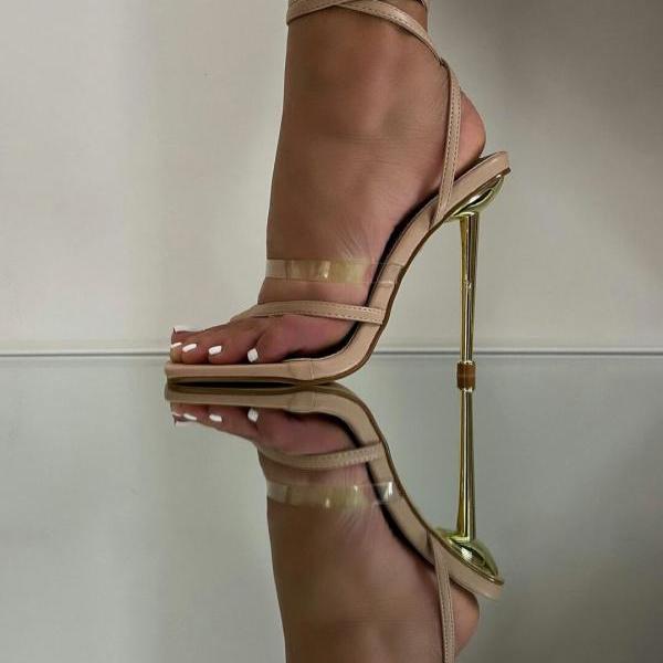 Gradient Color Super High Stiletto Heel Peep-toe Platform Sandals on Luulla