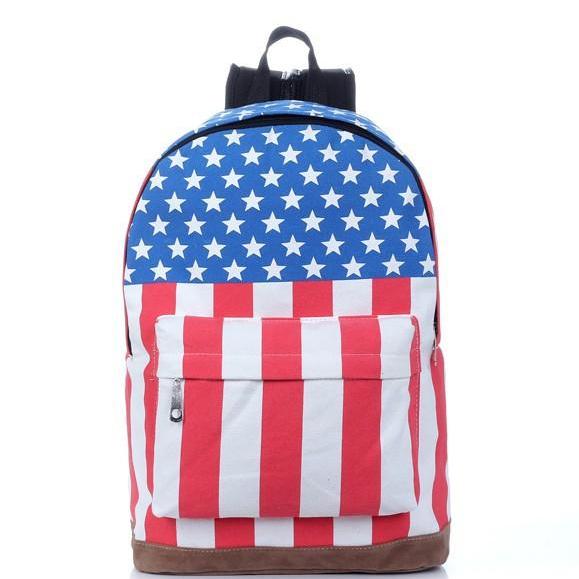 National Flag Print Backpack Canvas Travel School Bag on Luulla