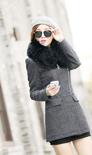 Round Neck Long Sleeve Cloth Cashmere Coat on Luulla