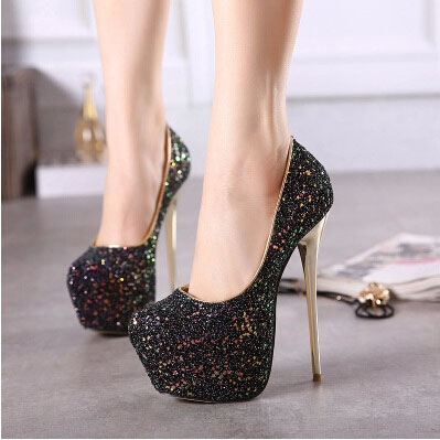 Light Pu Pure Color Stiletto Heel Round Toe High Heels on Luulla