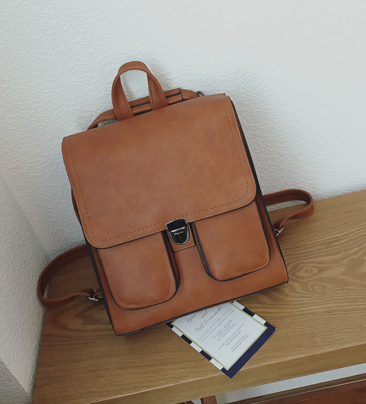 Vintage Solid Color Women Backpack on Luulla