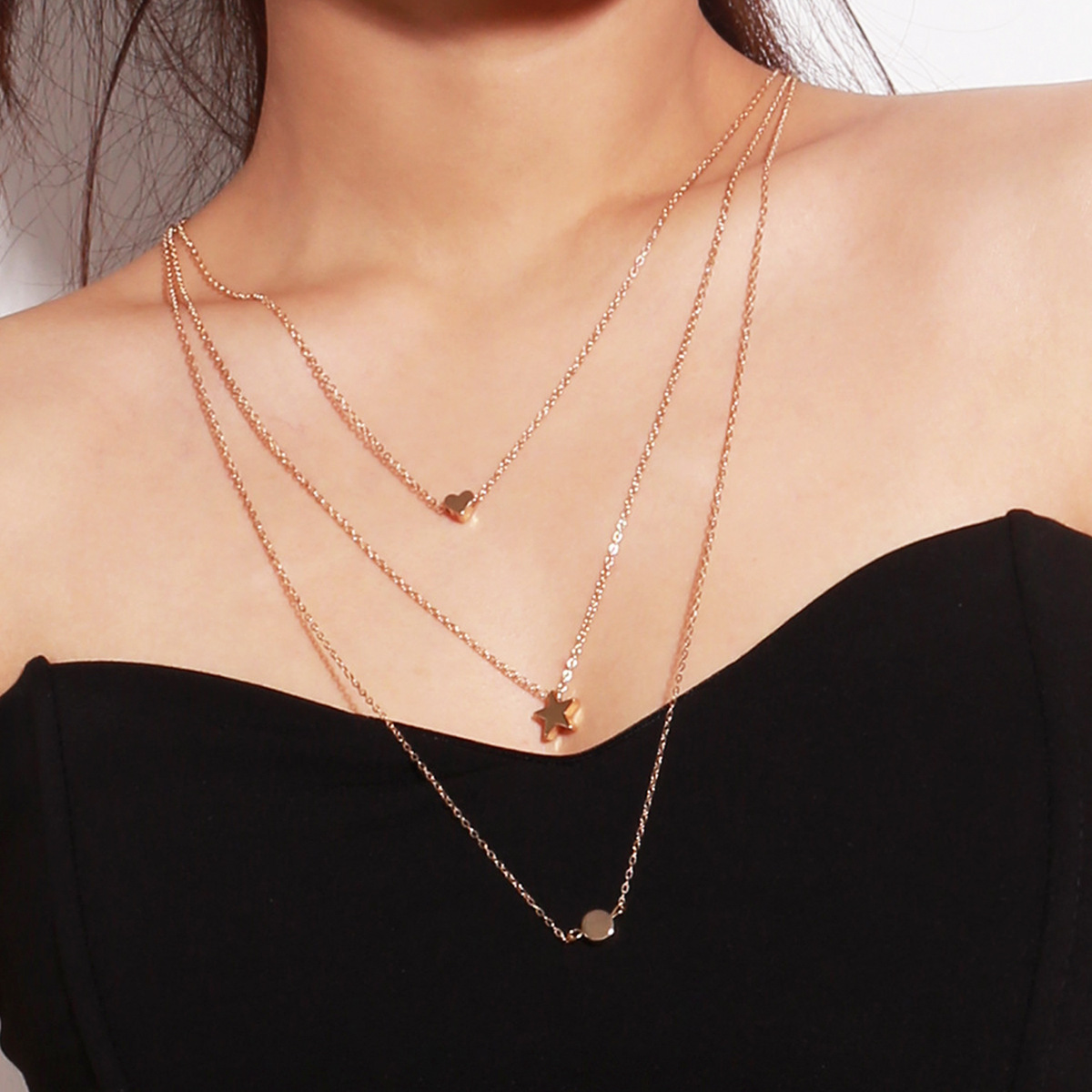 Multi-layer Star Heart Collarbone Necklace on Luulla