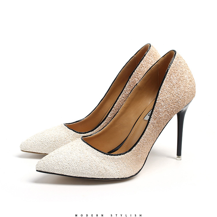 Gradient Color Shinning Sequins Pointed Toe Stiletto High Heels Party ...