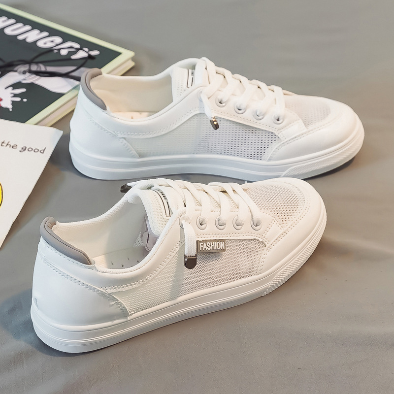 Screen Leisure Flat Shoes Board Shoes-white+gray on Luulla