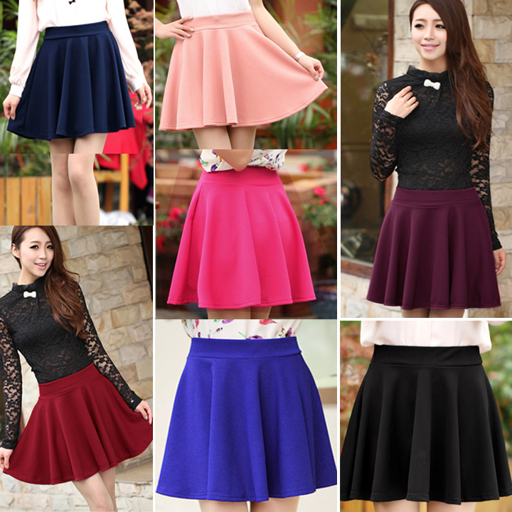 Candy Color Stretch Pleated Mini Skirt on Luulla