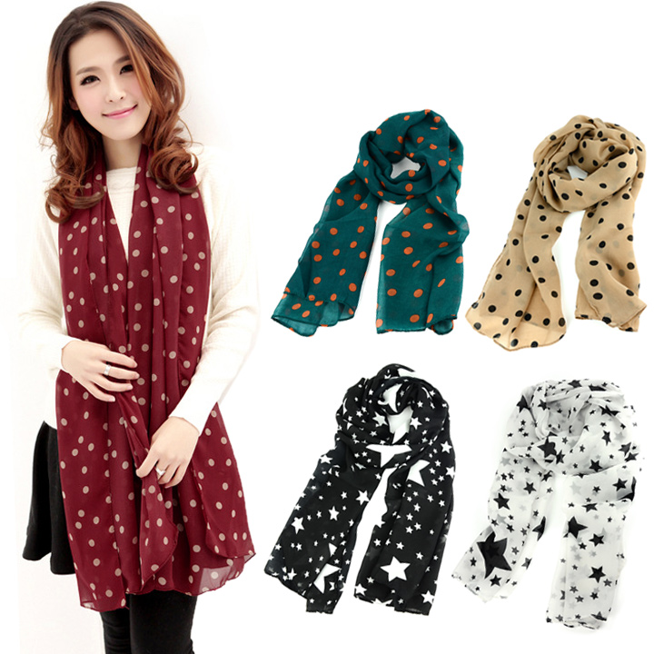 Dots Spot Chiffon Soft Neck Wrap on Luulla