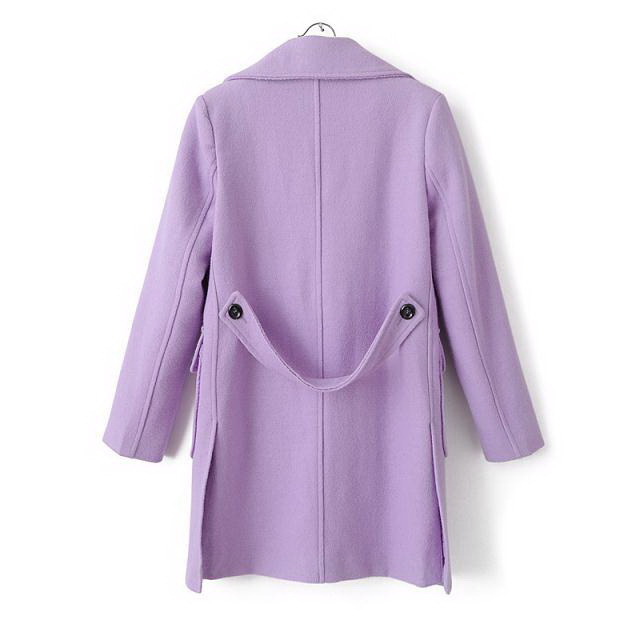 Lapel Double Breast Long Woolen Coat on Luulla