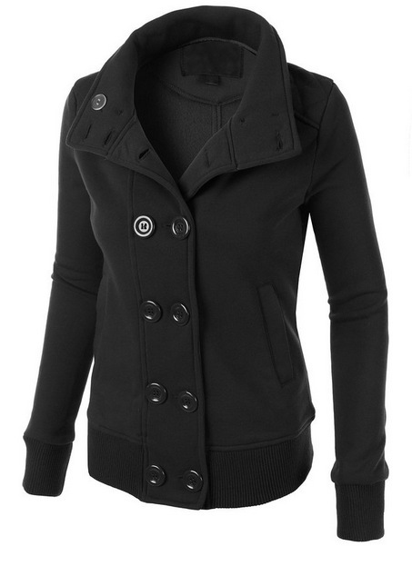 Women Button Hooded Coat With Removable Hat on Luulla