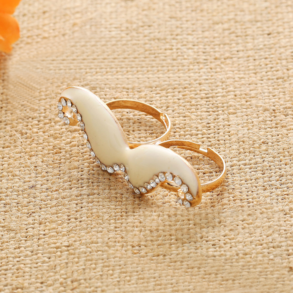 Double Ring Opening Ring Beard Adjustable Ring（white） on Luulla