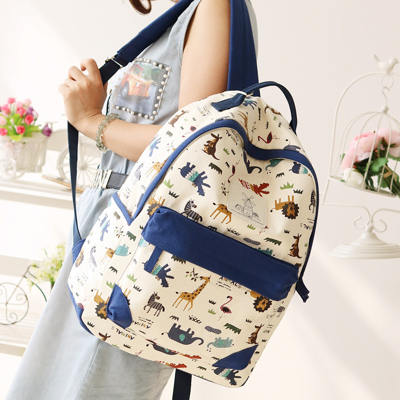 Cute Animal Print Female Travel Leisure Fresh School Backpack on Luulla