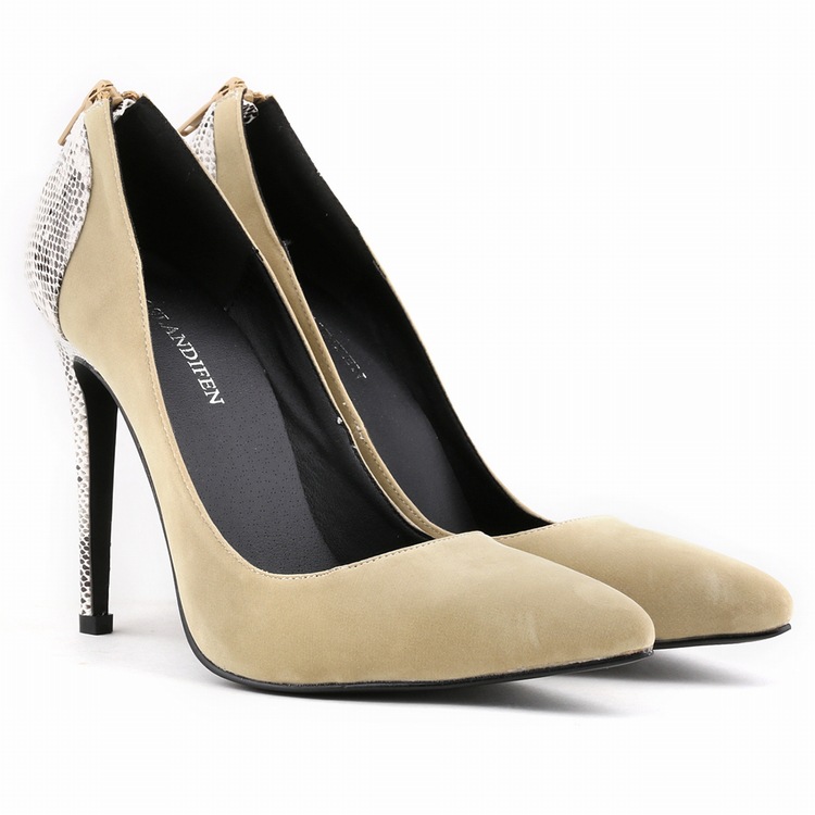 Classic Pointed High Heels Patchwork Shallow Shoes on Luulla