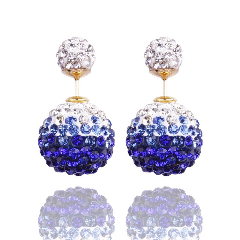 Double Studded Round Ball Earring With Crystals on Luulla