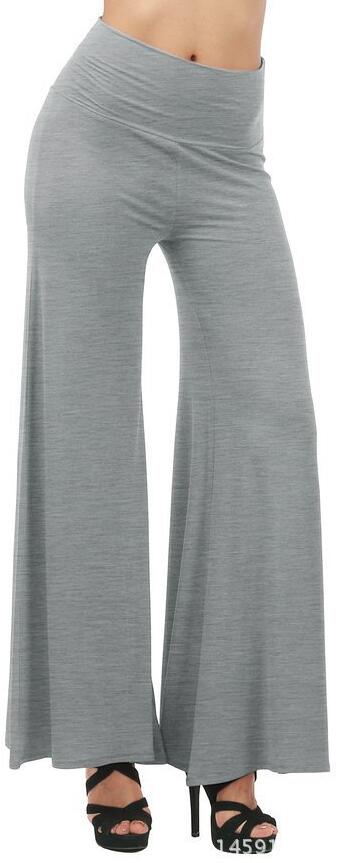 High Waist Pure Color Wide Leg Long Pants on Luulla